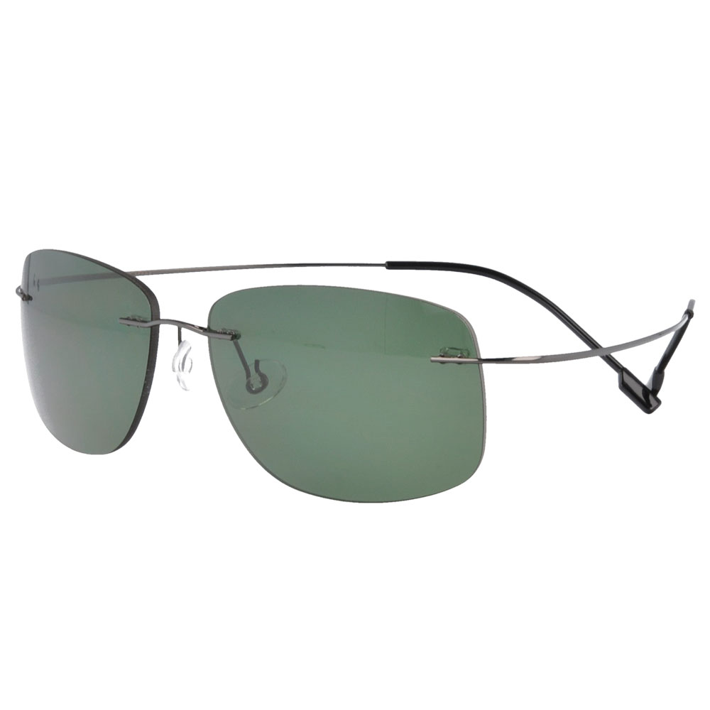 Rimless memory Titanium Polycarbonate Polarized Sunglasses,Metal ...